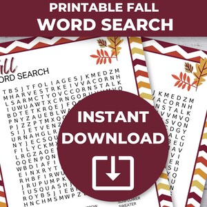 Fall Word Search Printable, Fall Printable Games for Kids, Fall ...
