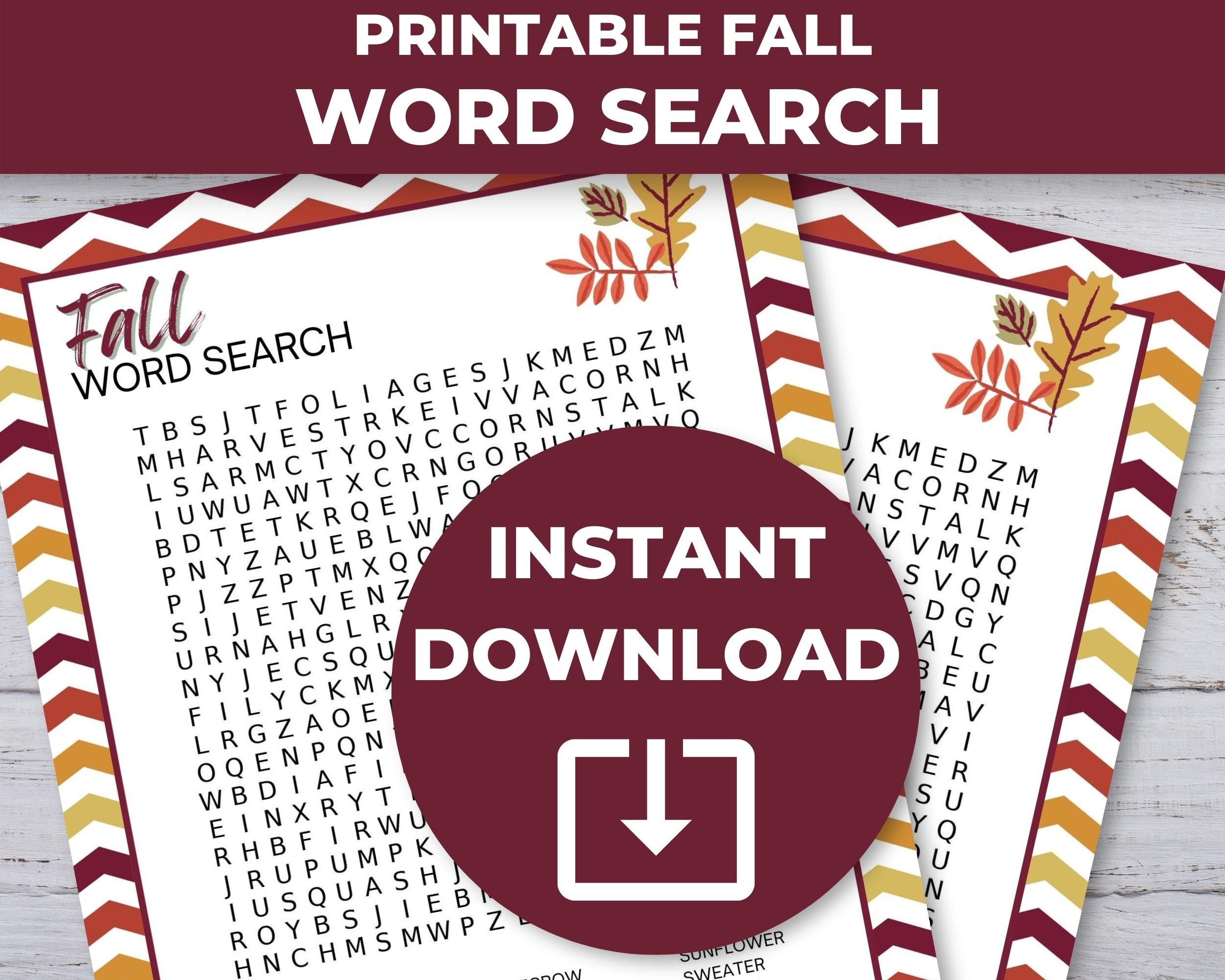 Fall Word Search Printable, Fall Printable Games for Kids, Fall ...