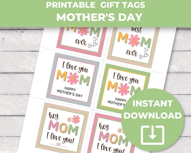 Mother's Day Gift Tags Printable, Gift Tags for Mom, Best Mom Ever Tag ...