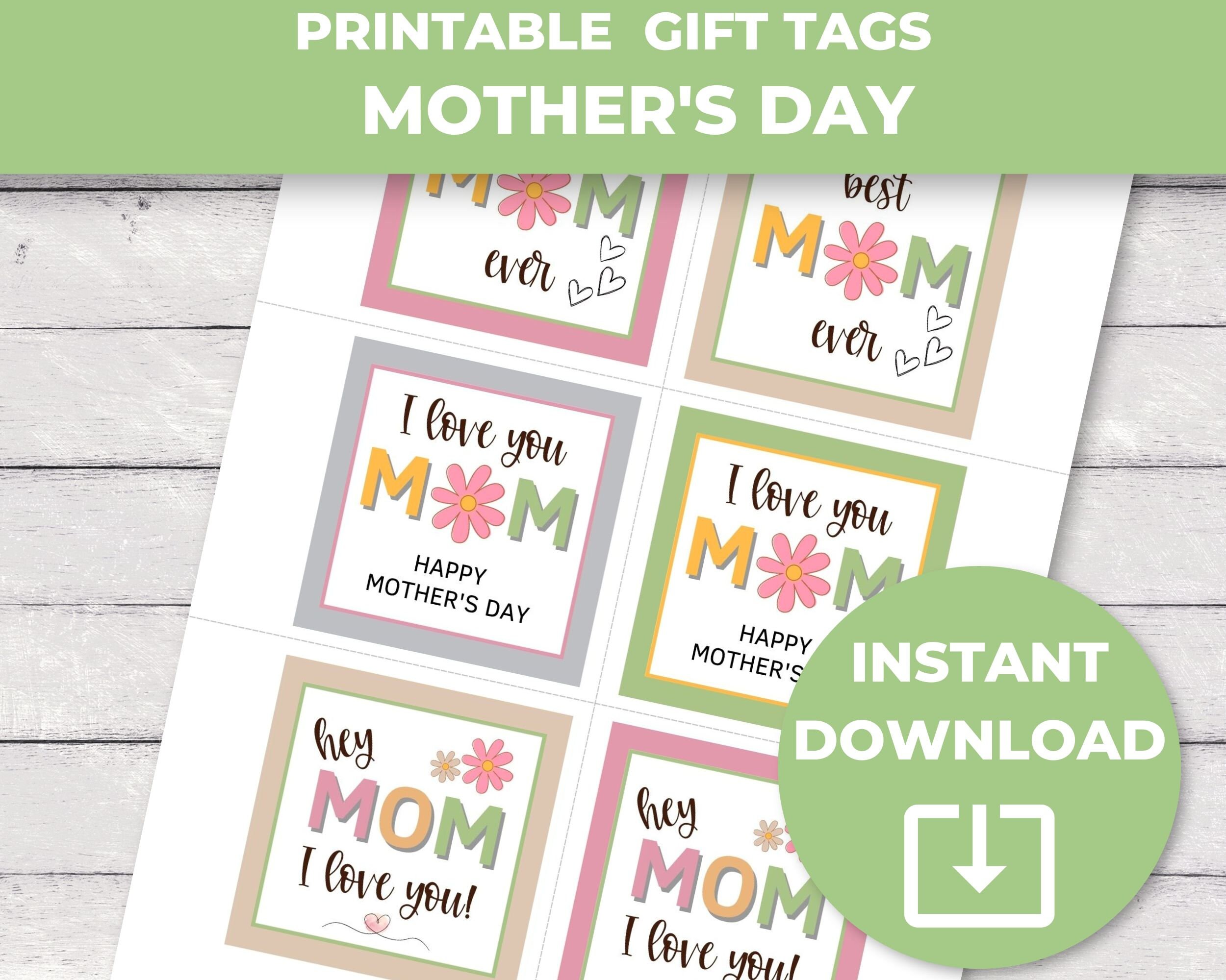 Mother's Day Gift Tags Printable, Gift Tags for Mom, Best Mom Ever Tag ...