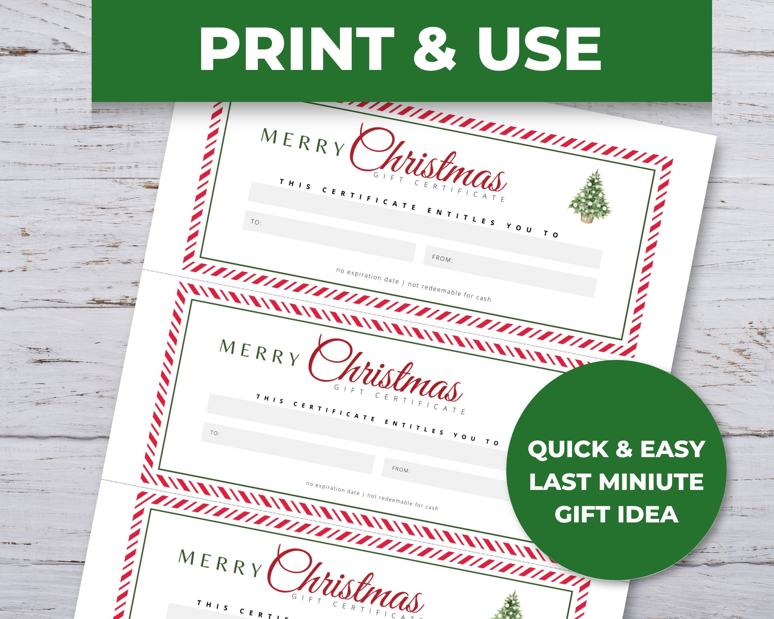 Printable Christmas Gift Certificate, Instant Download Christmas Tree ...