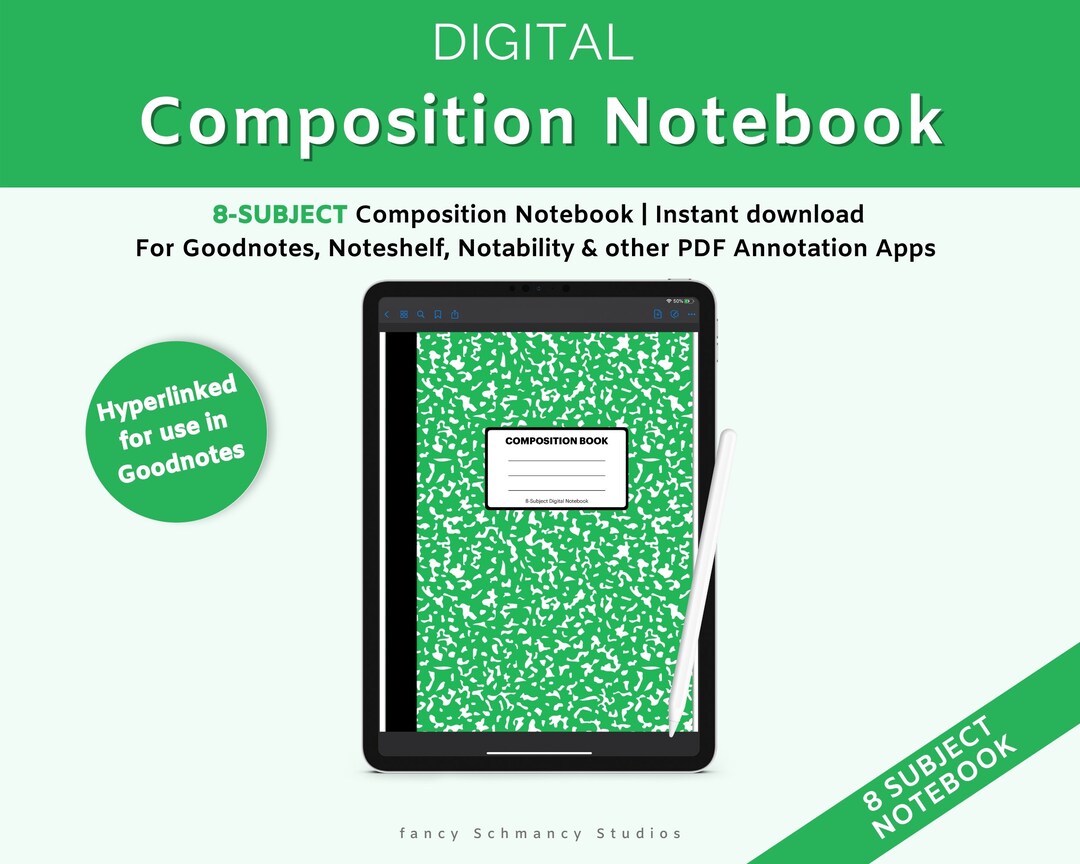 8 Subject Digital Notebook, iPad Notebook, Digital Notebook Goodnotes ...