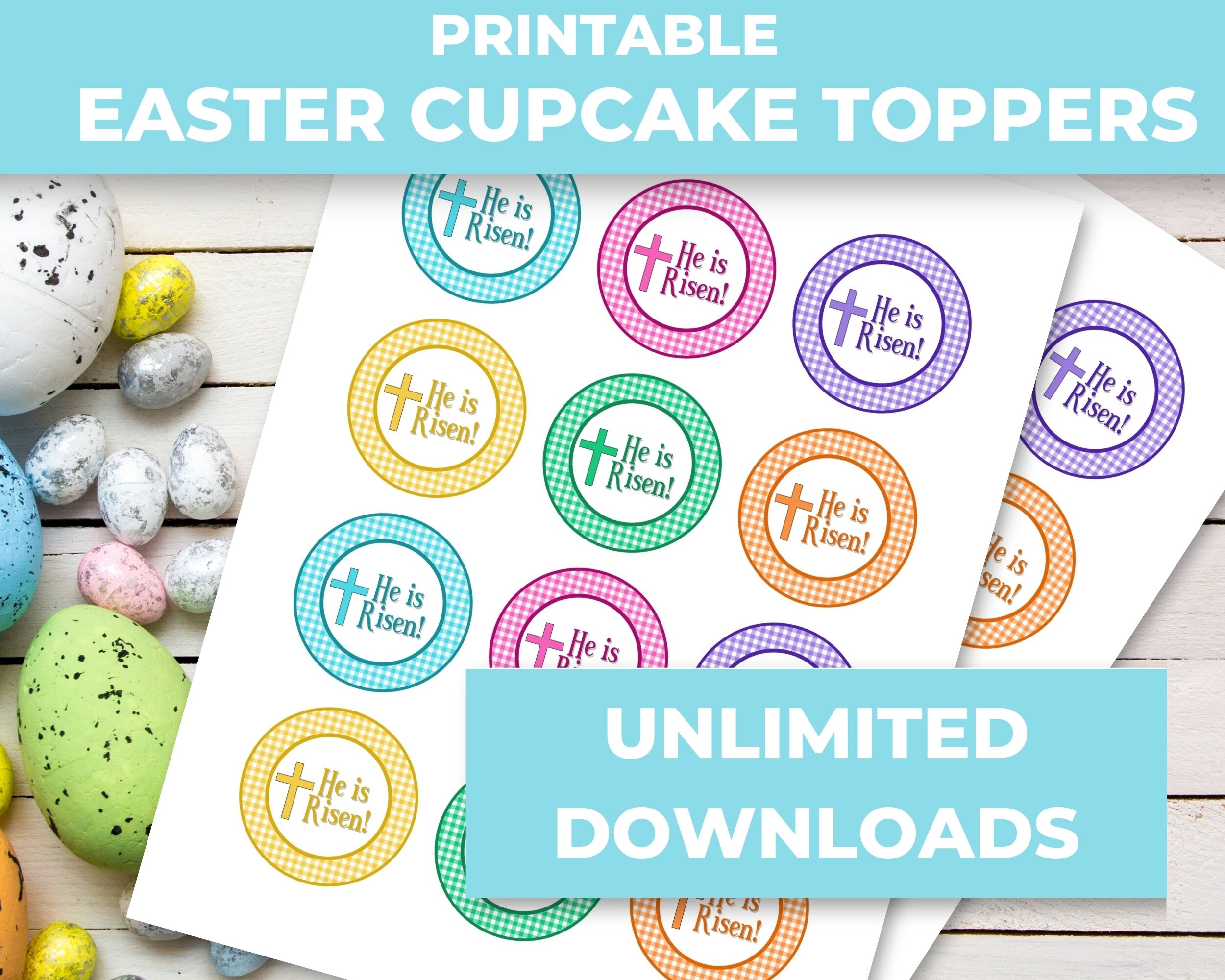Printable Easter Cupcake Toppers He is Risen Easter - Etsy