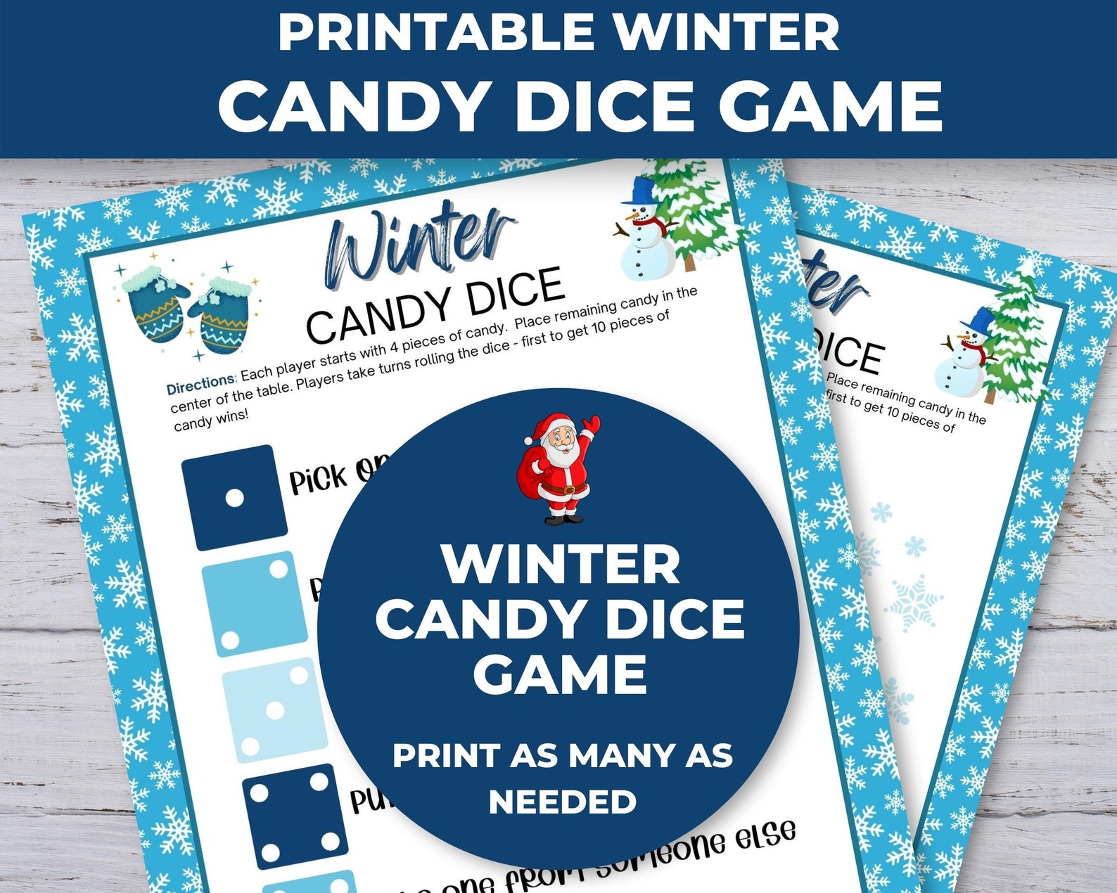 Printable Winter Candy Dice Game, Winter Activities for Kids and Adults ...