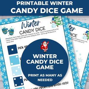 Printable Winter Candy Dice Game, Winter Activities for Kids and Adults ...