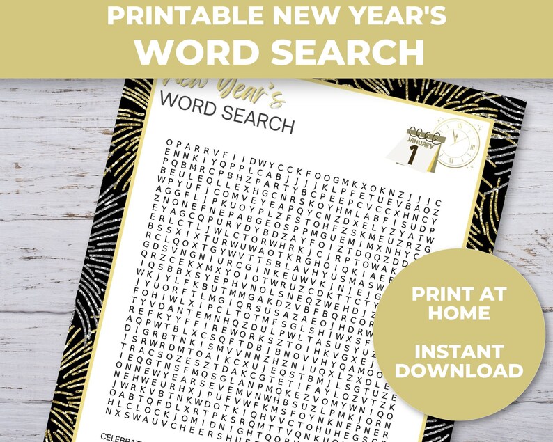 New Years Word Search, New Years Eve Party Games, Printable Word Search ...