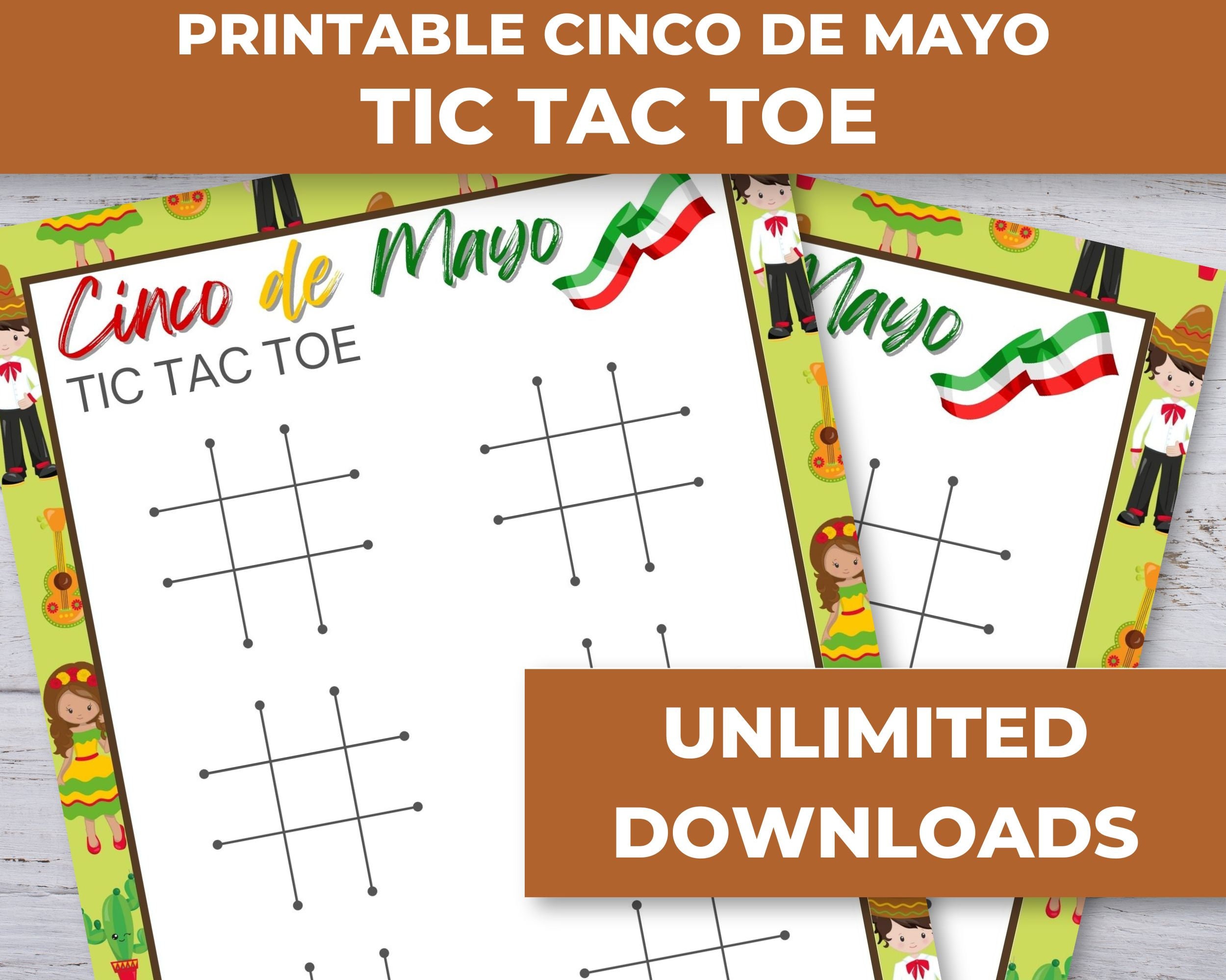 Cinco De Mayo Games, Tic Tac Toe Printable for Kids, Mexican Party ...