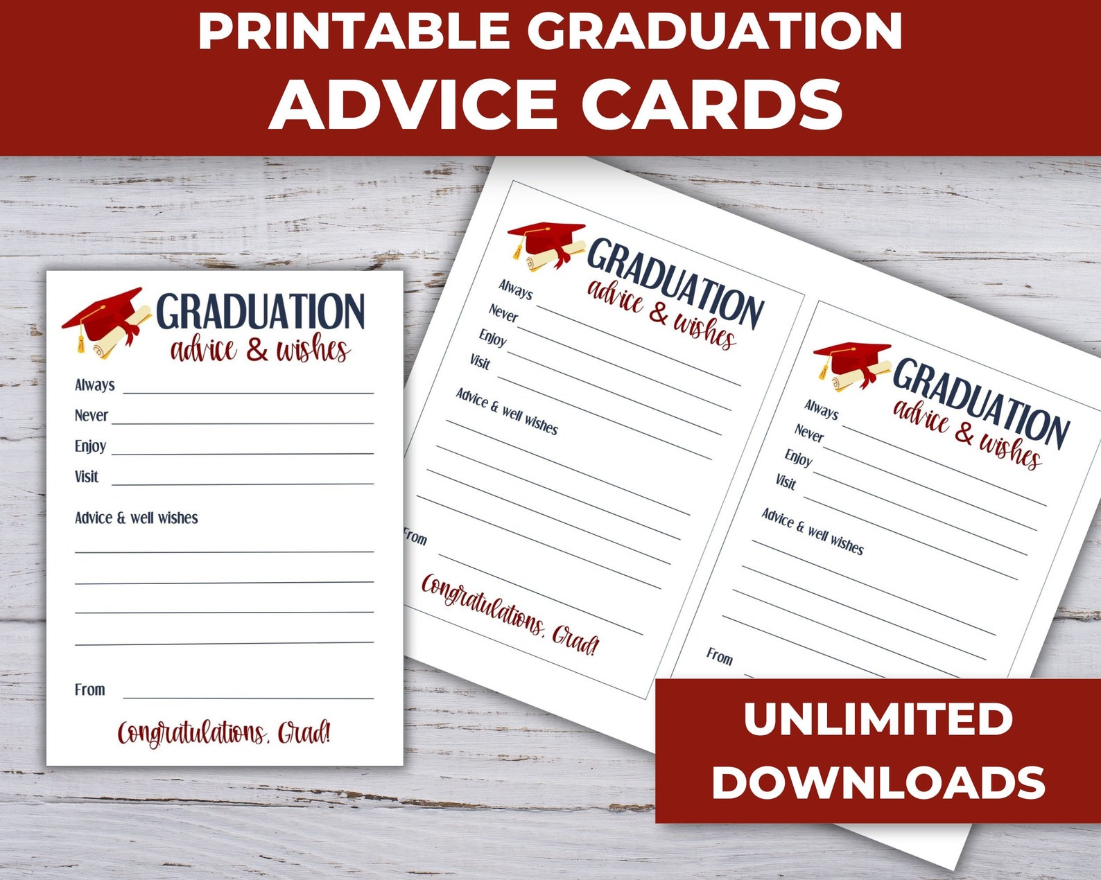 Graduation Advice and Wishes Card, Printable Advice Cards Graduation ...