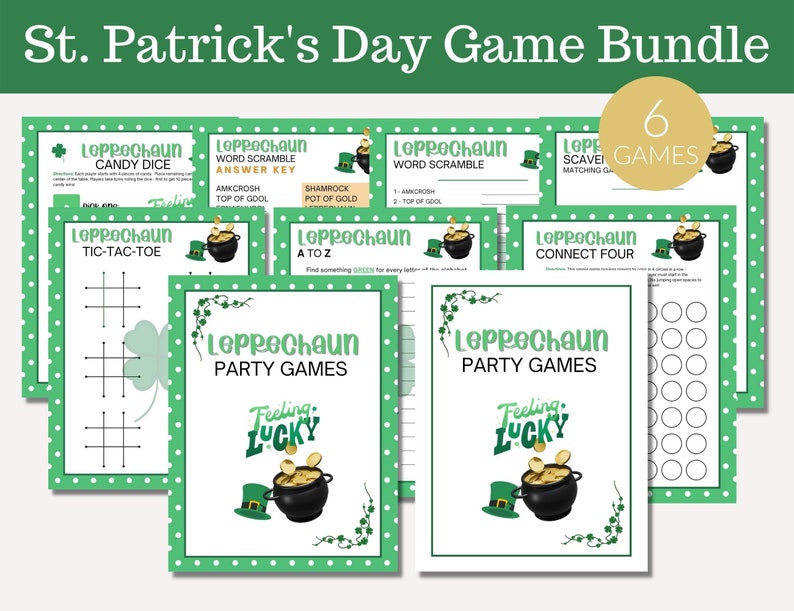 St. Patrick's Day Game Bundle, Printable Games for Kids, Classroom ...