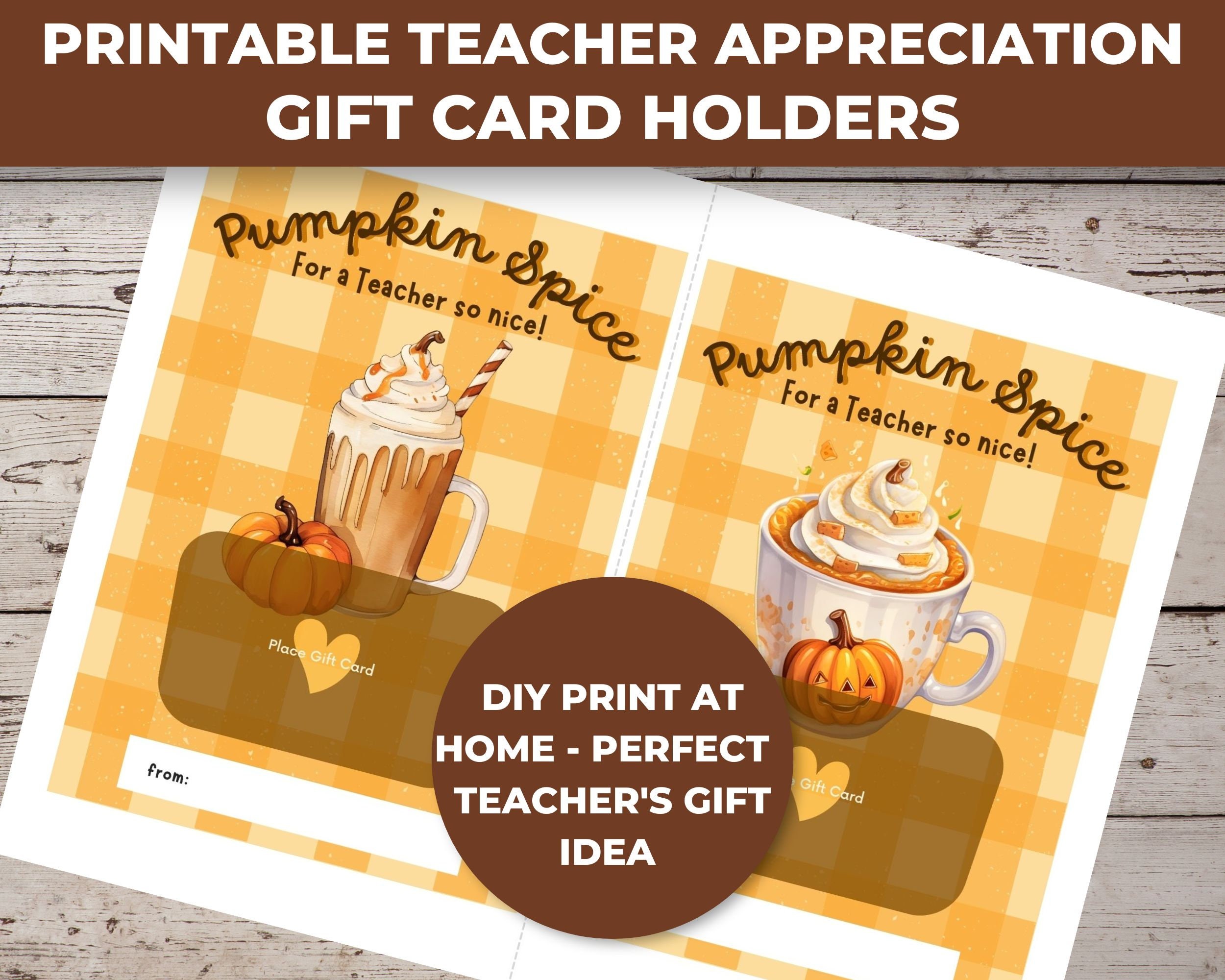 Teacher Appreciation Gift Card Holder Pumpkin Spice Thank You - Etsy