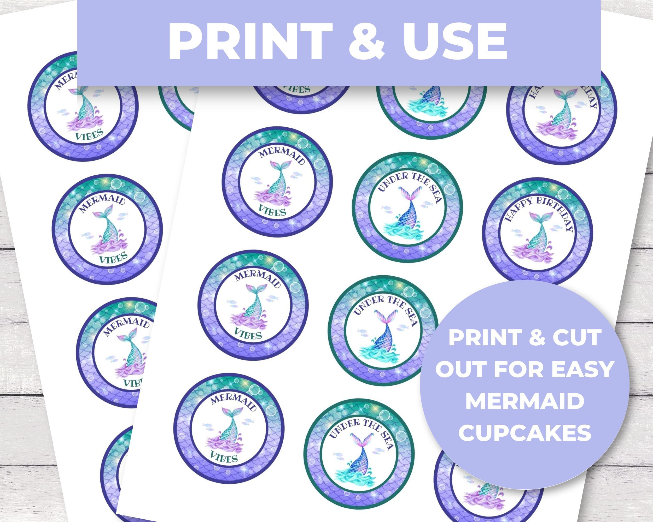 Mermaid Cupcake Toppers, Mermaid Tail Decor, Under the Sea Party Decor ...
