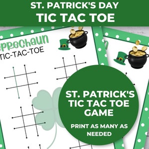 St. Patricks Tic Tac Toe Game, Printable St. Patrick's Day Game for ...