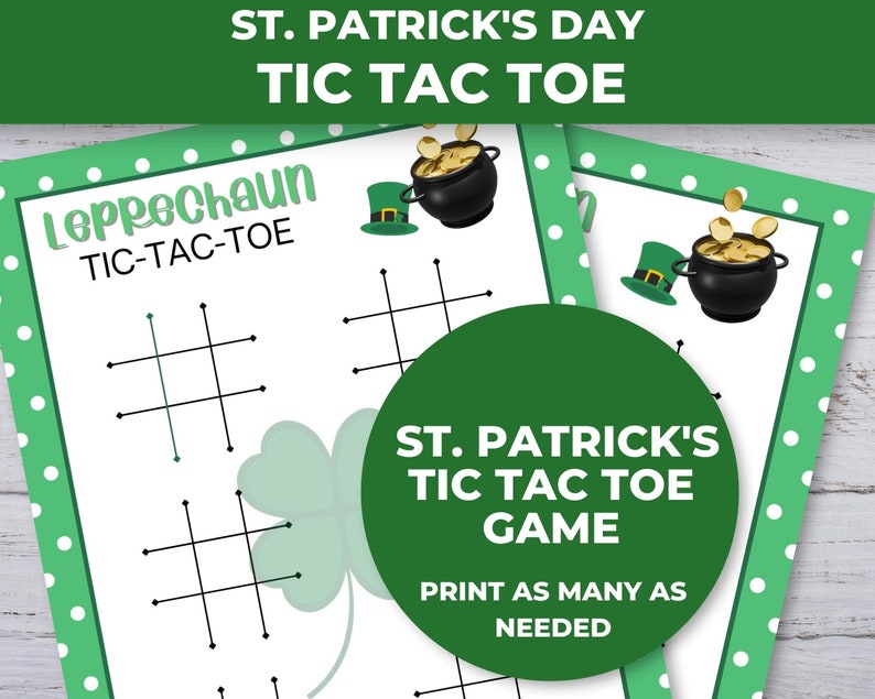 St. Patricks Tic Tac Toe Game, Printable St. Patrick's Day Game for ...