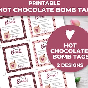 Printable Valentine Hot Chocolate Bomb Tags, Valentine Hot Cocoa Bomb ...