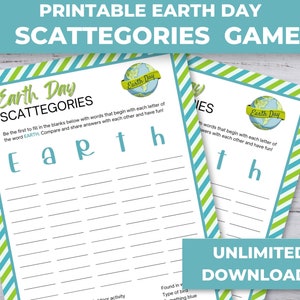Printable Earth Day Scattegories Game, Earth Day Activities for Kids ...