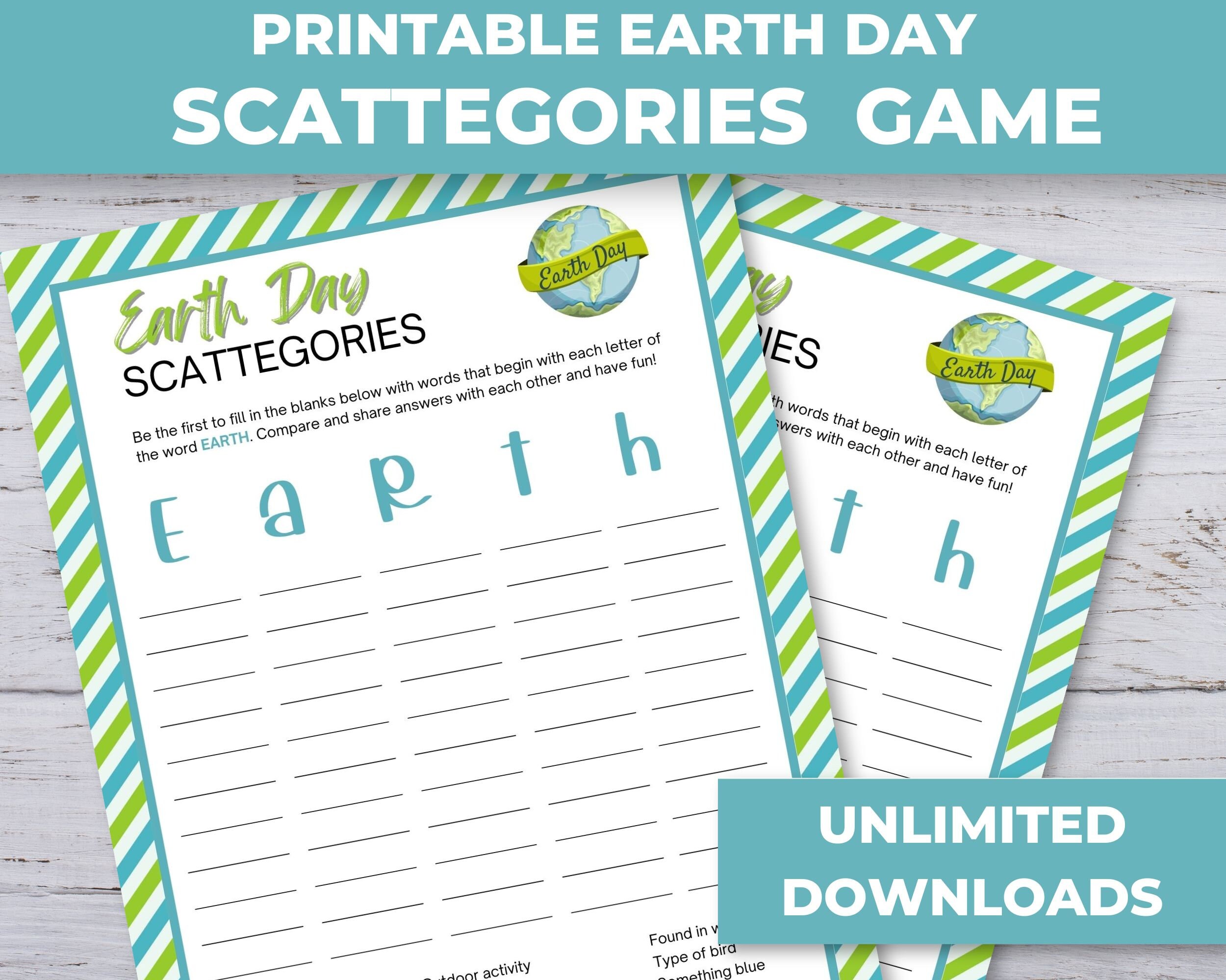 Printable Earth Day Scattegories Game, Earth Day Activities for Kids ...