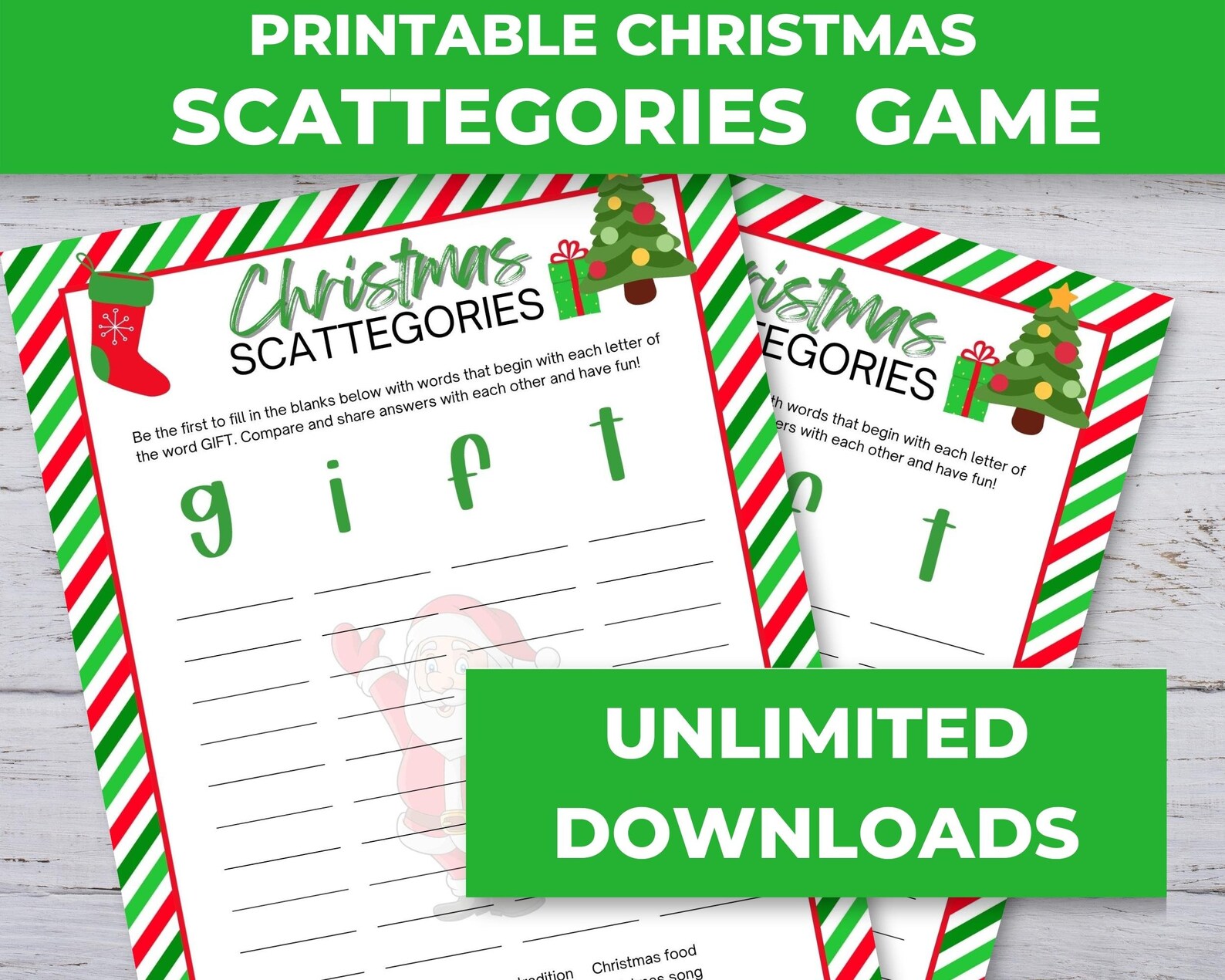 Printable Christmas Scattegories Game, Christmas Activities for Kids ...