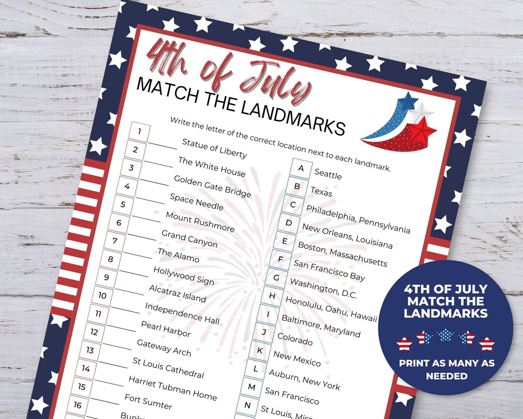 4th of July Matching Game Printable 4th of July Party Games - Etsy