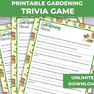 Gardening Trivia, Springtime Printable, Garden Party Games, Garden ...