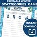 Printable Winter Scattegories Game, Winter Activities for Kids and ...