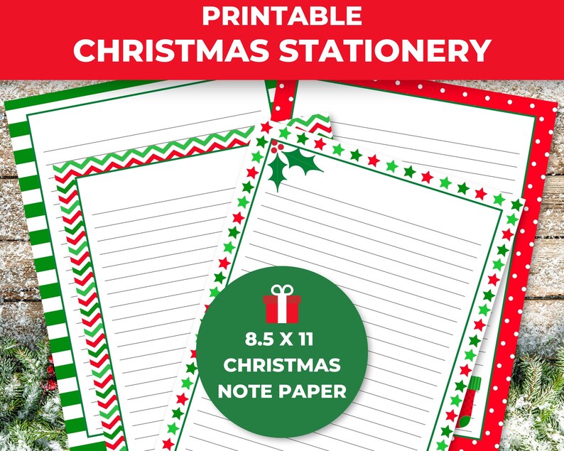 Printable Christmas Stationery Writing Paper, Christmas Letterhead ...