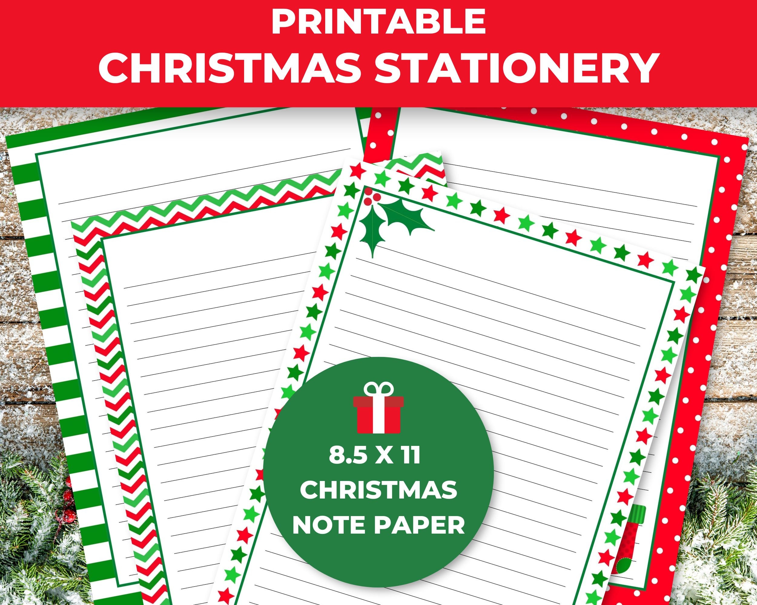 Printable Christmas Stationery Writing Paper, Christmas Letterhead ...