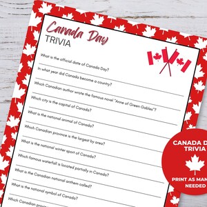 Canada Day Trivia, Printable Canada Day Games, July 1st Games, Kids ...
