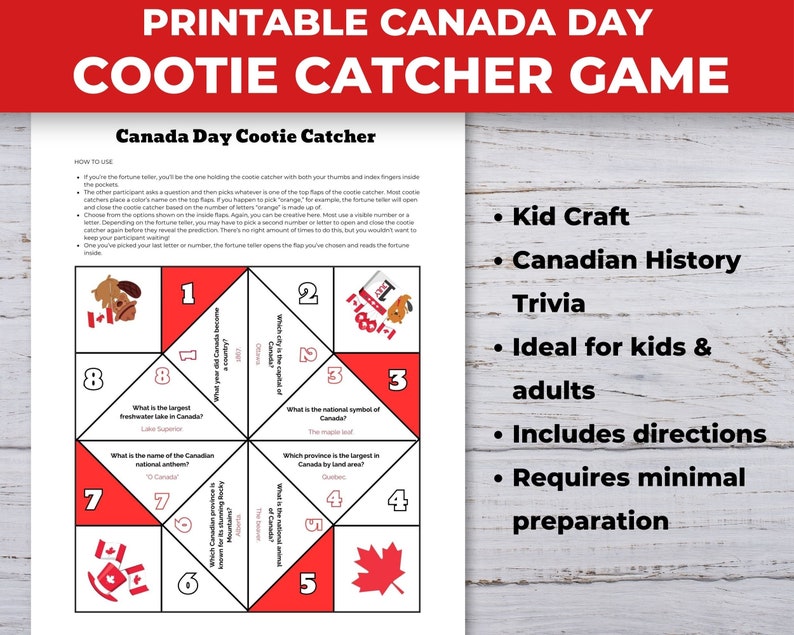 Cootie Catcher, Canada Day Games, Canada Day Printable, Kids Summer ...