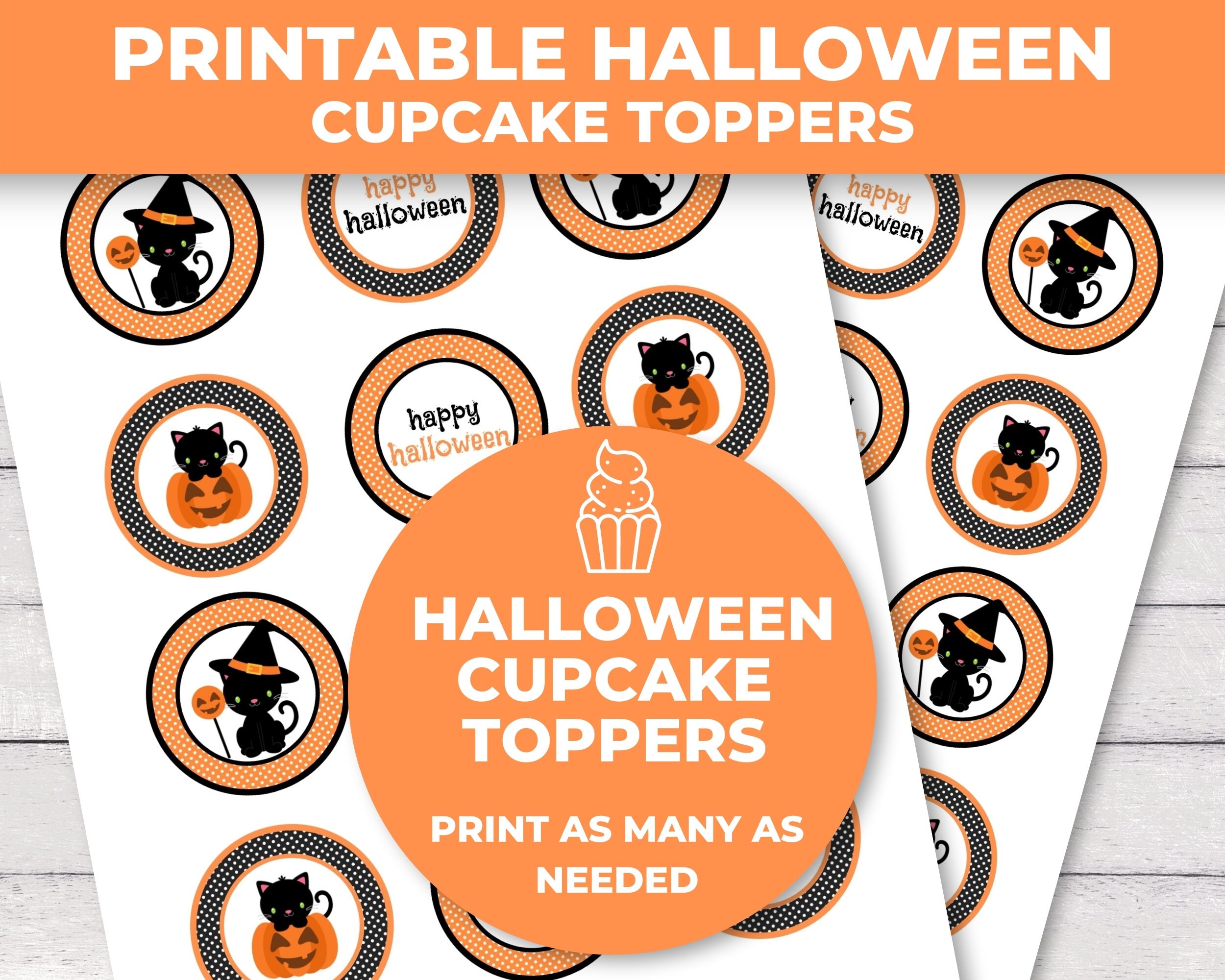 Printable Halloween Cupcake Toppers Halloween Cookie Tags - Etsy