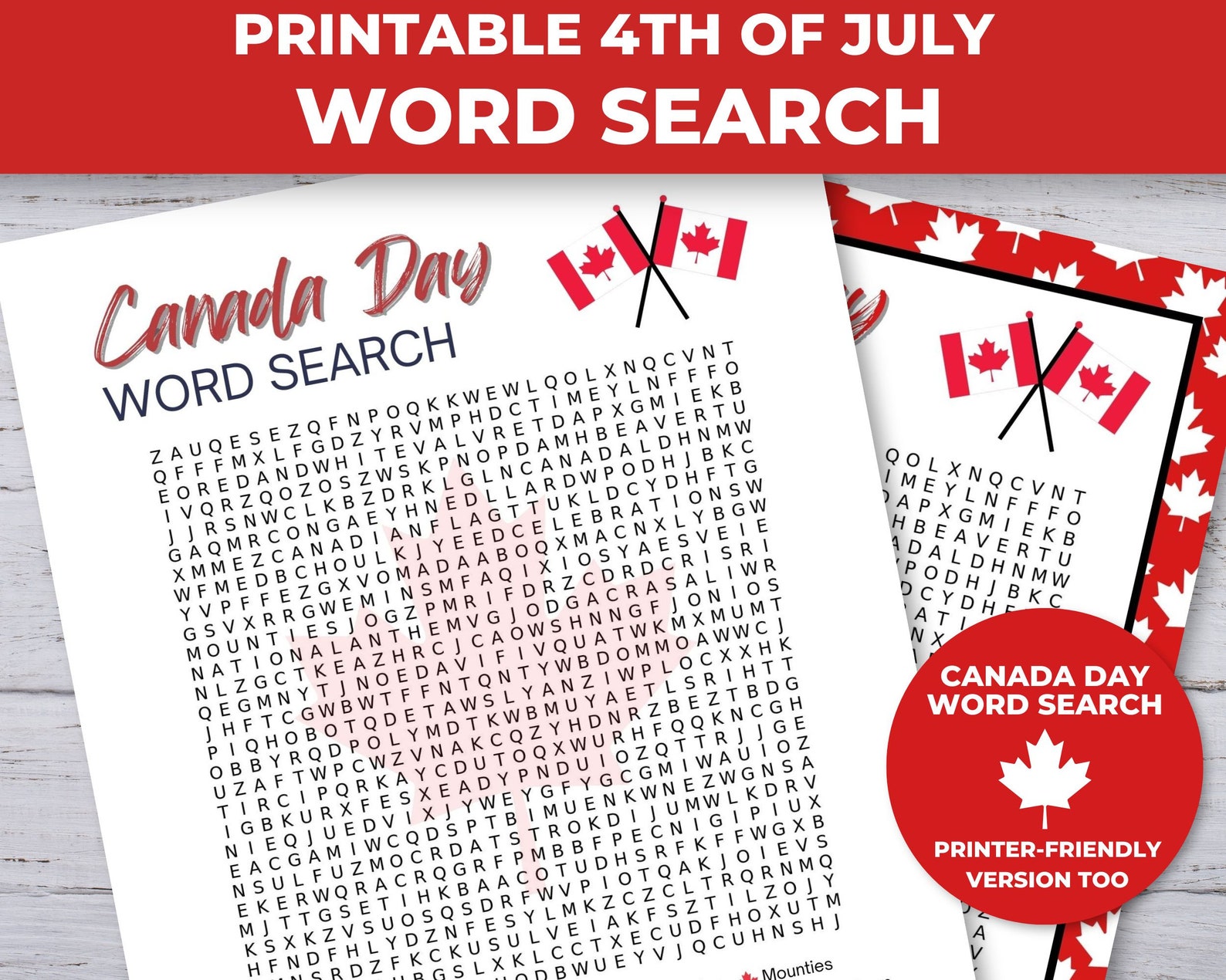 Canada Day Word Search Printable, Canada Day Games, July 1st Games ...