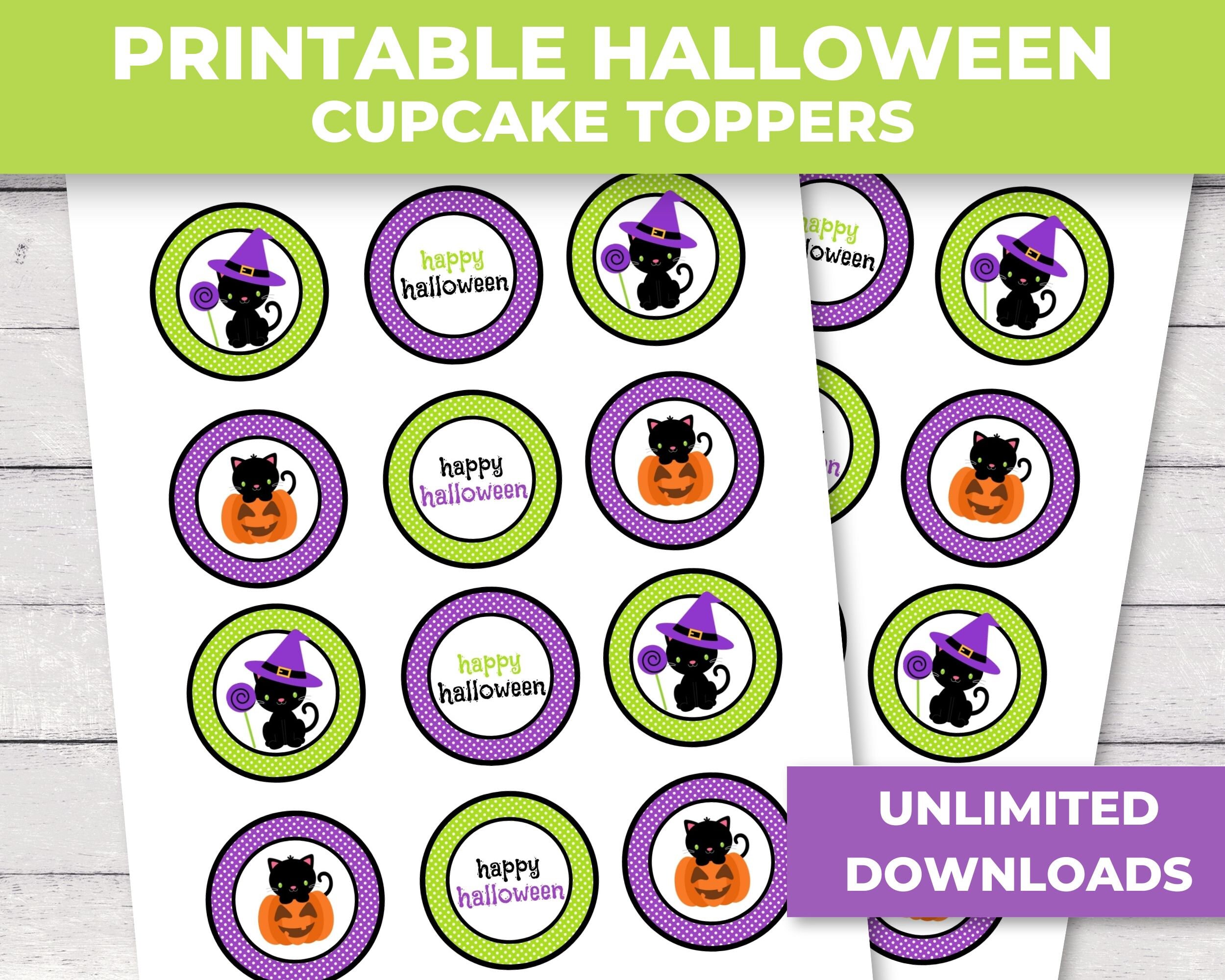 Printable Halloween Cupcake Toppers Halloween Cookie Tags - Etsy