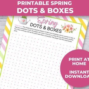 Spring Dots and Boxes, Printable Springtime Game for Kids, Classroom ...