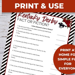 Kentucky Derby Party Game, Talk Derby to Me, Triple Crown Party Game ...