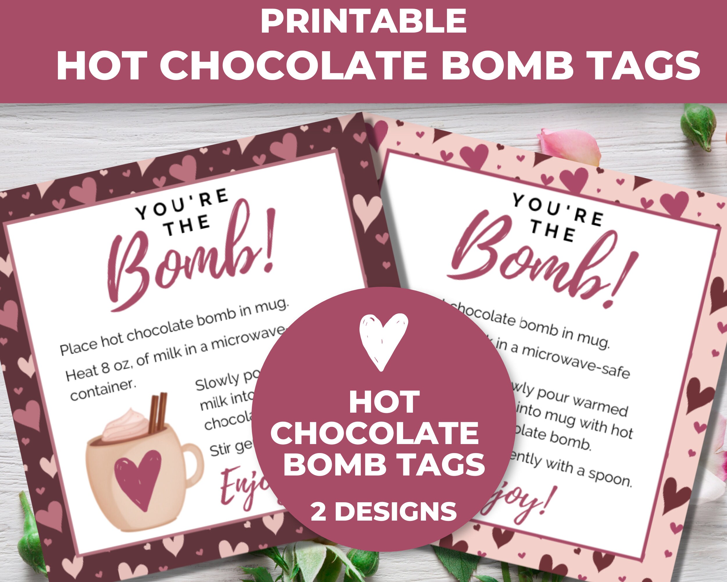 Printable Valentine Hot Chocolate Bomb Tags Valentine Hot - Etsy