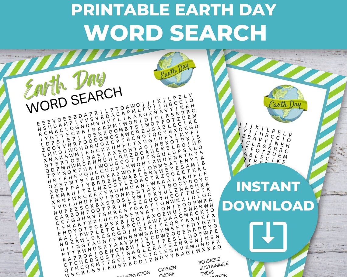 Earth Day Word Search Game, Earth Day Game Kids, Earth Day Activity ...