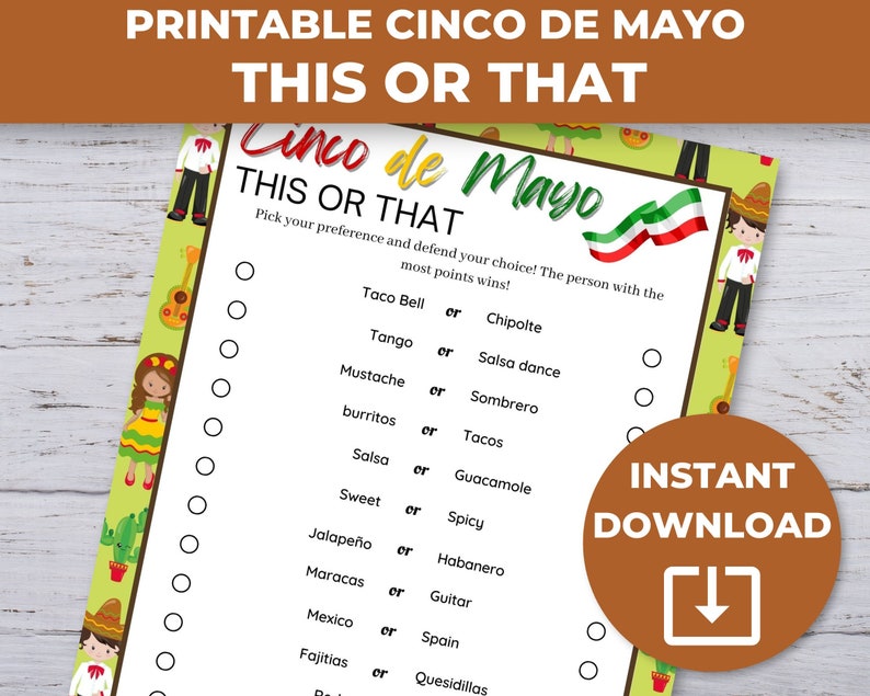 This or That Game, Cinco De Mayo Party Games, Fun Cinco De Mayo Games ...