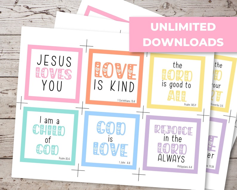 Lunch Box Notes, Printable Christian Lunch Box Notes, Bible Verse Cards ...