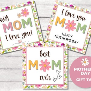 Mothers Day Gift Tags Printable, Gift Tags for Mom, Best Mom Ever Tag ...