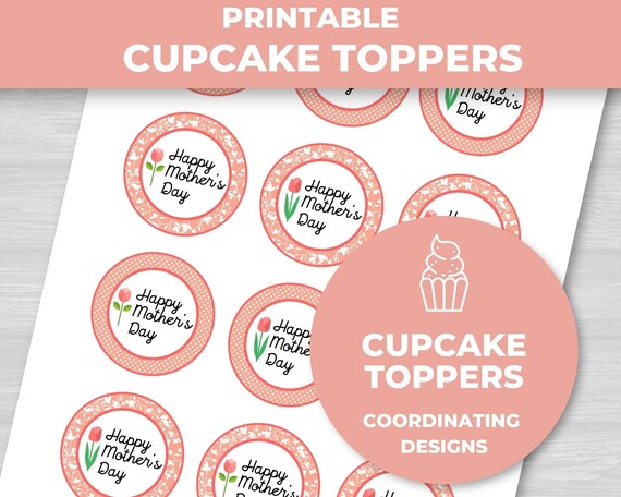 Printable Mother's Day Cupcake Toppers Happy | Etsy