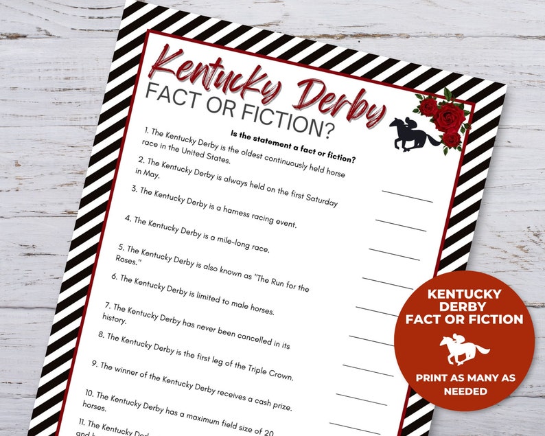 Kentucky Derby Party Game, Talk Derby to Me, Triple Crown Party Game ...