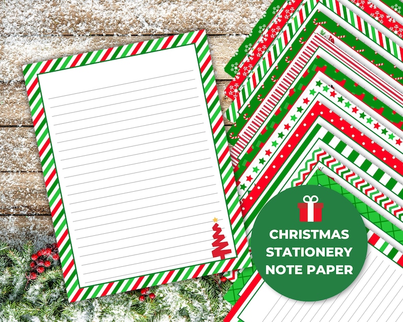 Printable Christmas Stationery Writing Paper, Christmas Letterhead ...