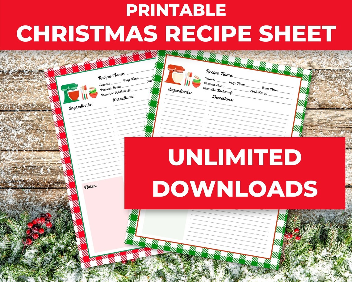Printable Recipe Page Recipe Page Template Recipe Binder - Etsy Canada