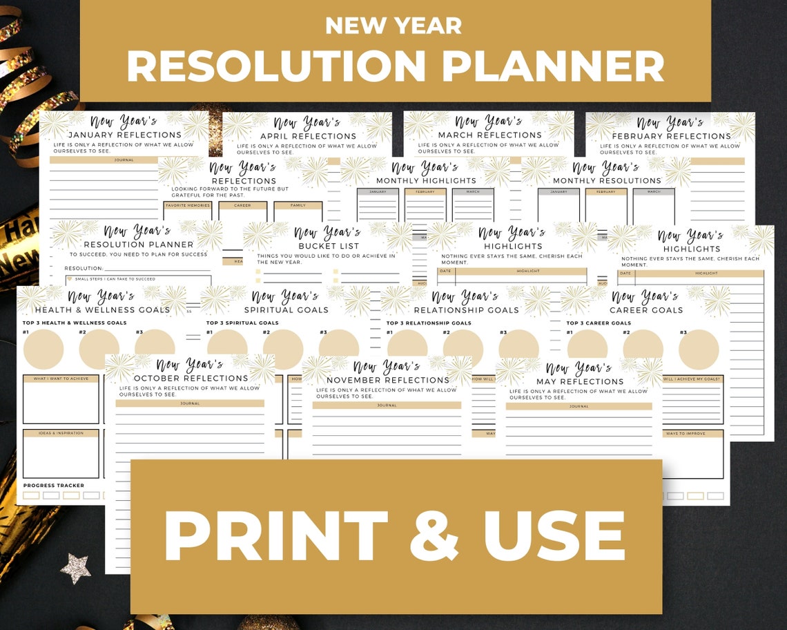 New Years Resolution Printable Planner, New Years Resolution and Goals ...