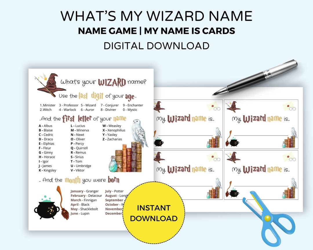 Whats Your Wizard Name, Wizard Baby Shower Games, Wizard Birthday ...