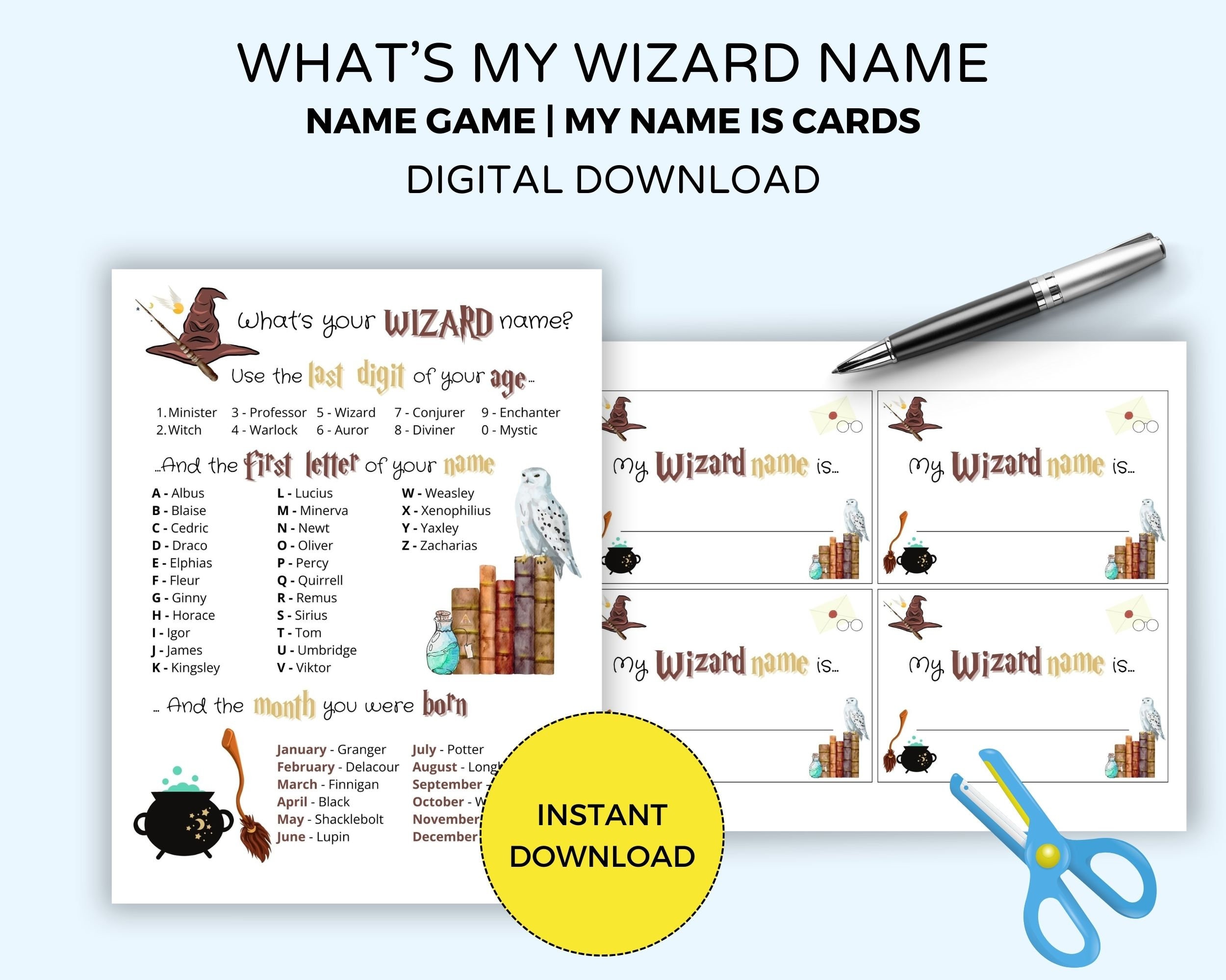 Whats Your Wizard Name, Wizard Baby Shower Games, Wizard Birthday ...