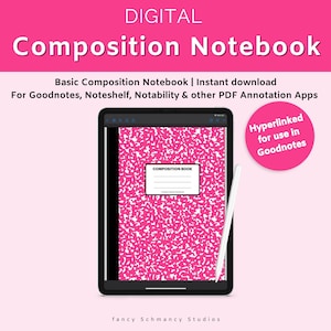 Pink Digital Composition Notebook, iPad Notebook, Digital Notebook ...