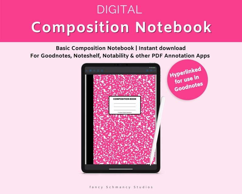 Pink Digital Composition Notebook, iPad Notebook, Digital Notebook ...