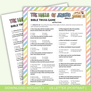The Walls of Jericho Bible Story Activity, Bible Trivia Game for Kids ...