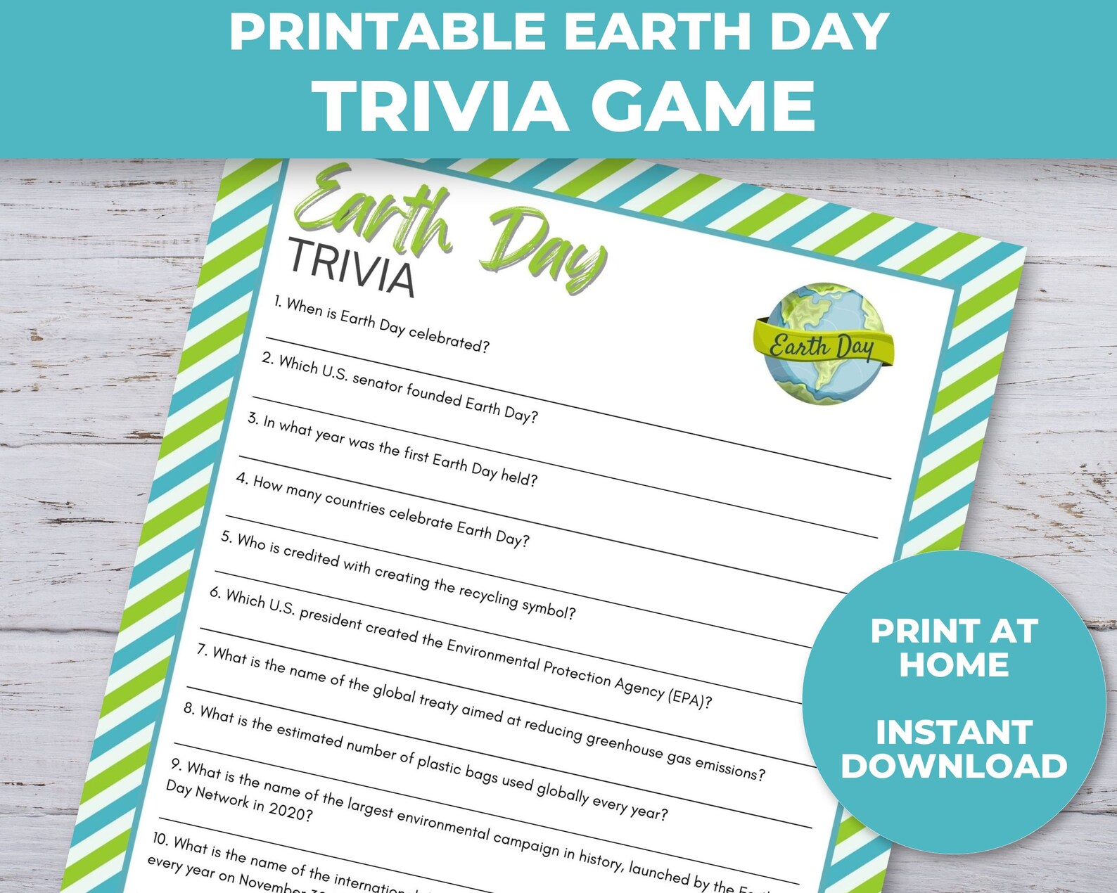 Earth Day Trivia, Earth Day Games for Kids, Earth Day Activity, Earth ...