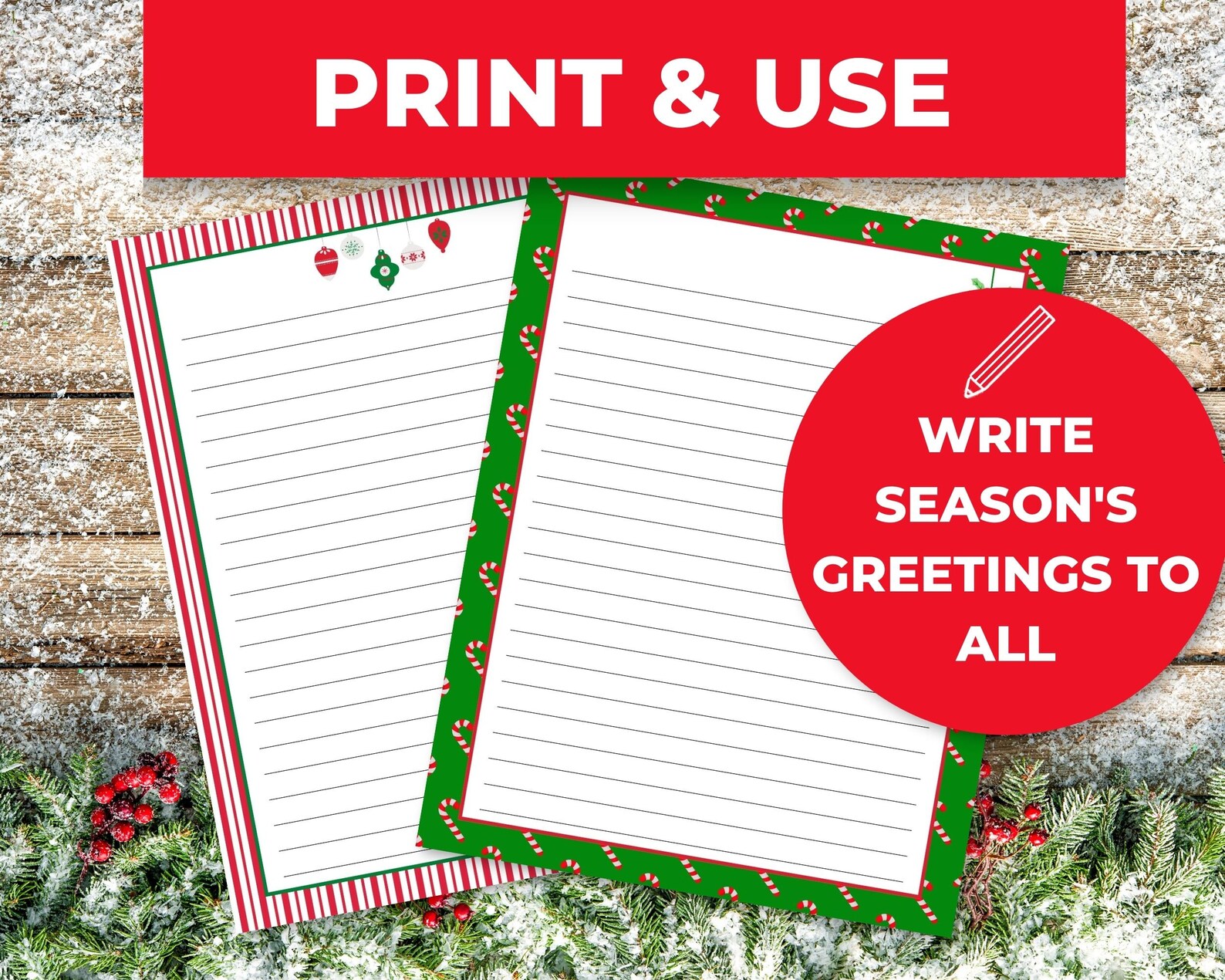 Printable Christmas Stationery Christmas Writing Paper | Etsy